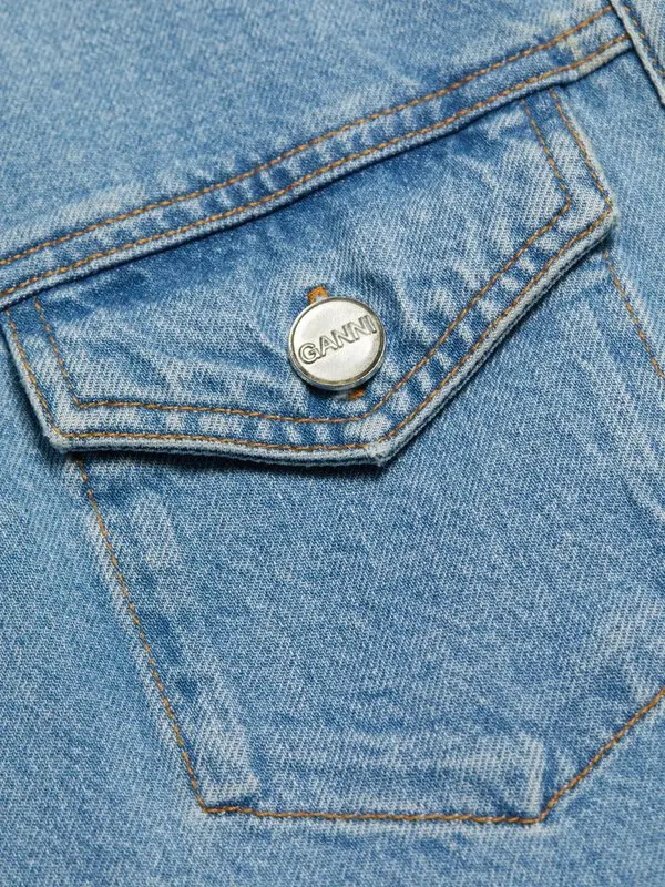 GANNI Broderie Anglaise Denim Minidress