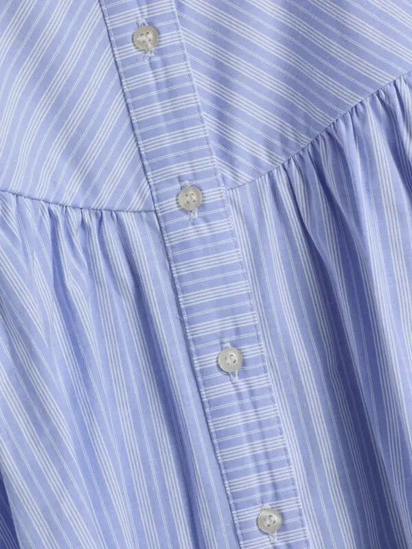 KIKA VARGAS Ambika Striped Cotton-blend Peplum Shirt - Blue