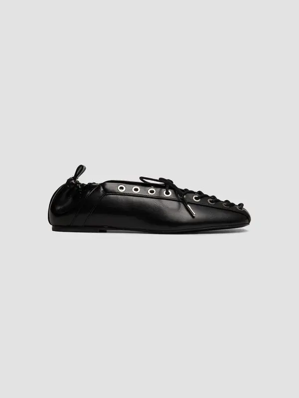 GANNI Lace-up Ballerina Flats - Black