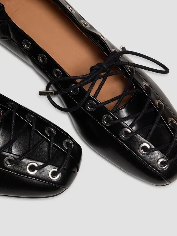 GANNI Lace-up Ballerina Flats - Black