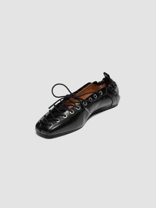 GANNI Lace-up Ballerina Flats - Black