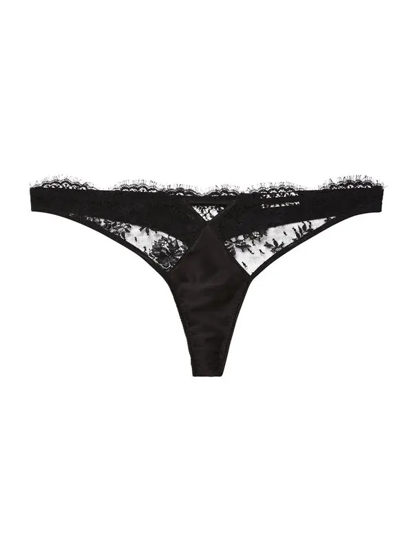FLEUR DU MAL Frankie Lace Thong - Black