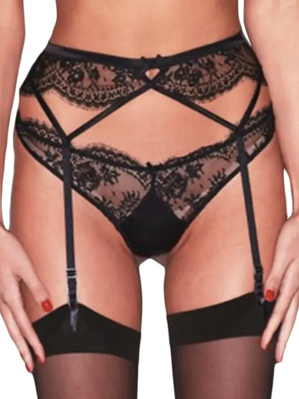 FLEUR DU MAL Frankie Lace Thong - Black