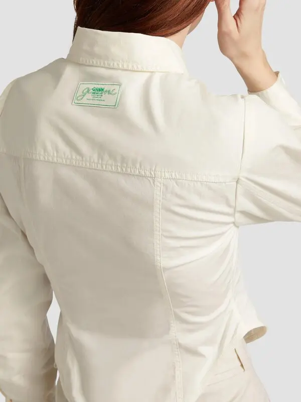 GANNI Washed Stretch-cotton Corset Shirt