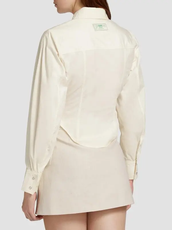 GANNI Washed Stretch-cotton Corset Shirt