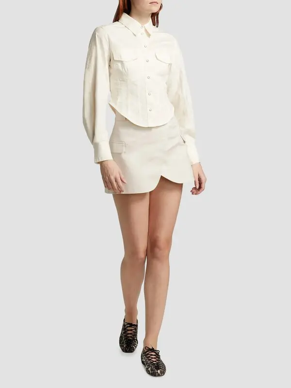 GANNI Washed Stretch-cotton Corset Shirt