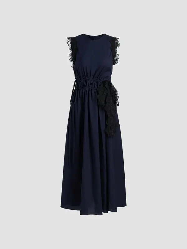 KIKA VARGAS Hanna Lace-trim Cotton A-line Midi-dress