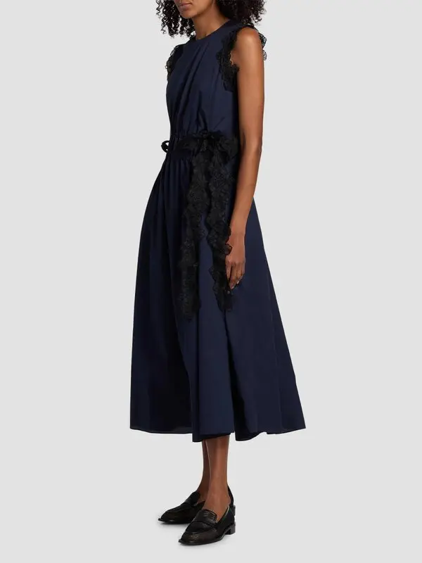 KIKA VARGAS Hanna Lace-trim Cotton A-line Midi-dress