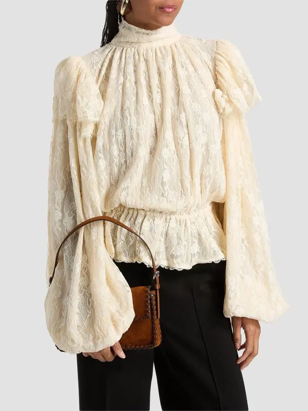 Ronny Kobo Outlander X Jaycie Lace Peplum Top