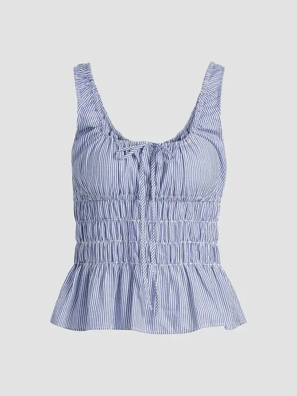Ciao Lucia Gigi Smocked Striped Cotton Sleeveless Top