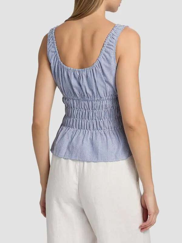 Ciao Lucia Gigi Smocked Striped Cotton Sleeveless Top