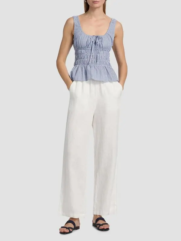 Ciao Lucia Gigi Smocked Striped Cotton Sleeveless Top