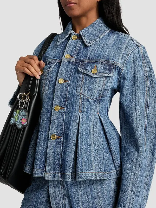 GANNI Structured Cotton Denim Fitted Jacket