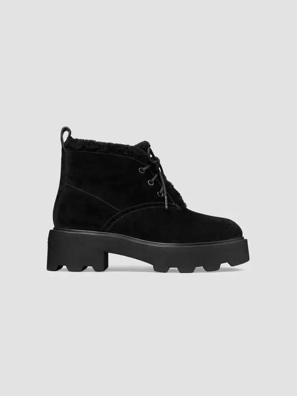 Tory Burch Desert Shearling-lined Suede Combat Boots - Black