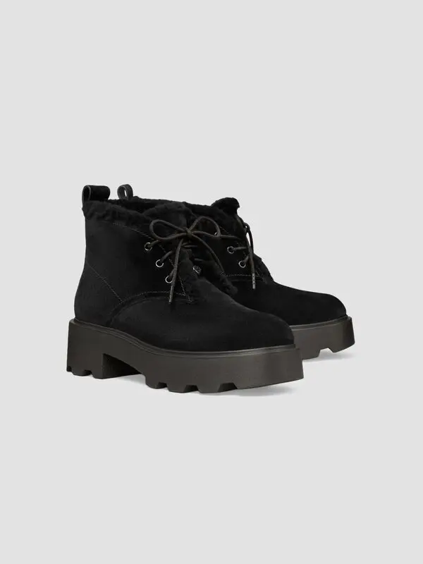 Tory Burch Desert Shearling-lined Suede Combat Boots - Black