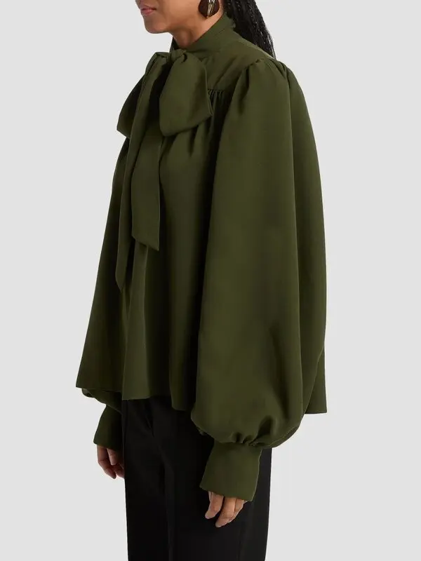 Ronny Kobo Outlander X Woolmark Crepe Tieneck Blouse