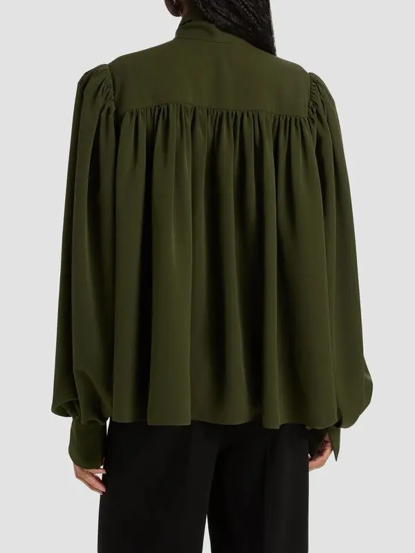 Ronny Kobo Outlander X Woolmark Crepe Tieneck Blouse
