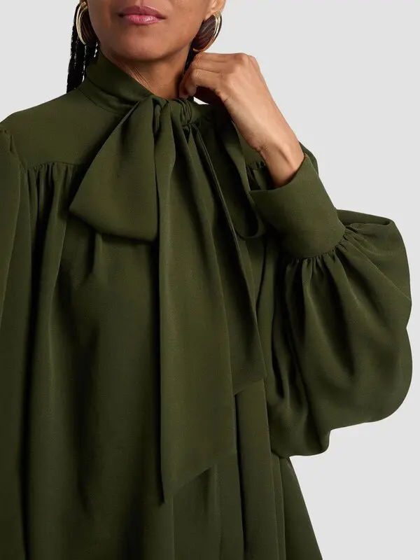 Ronny Kobo Outlander X Woolmark Crepe Tieneck Blouse