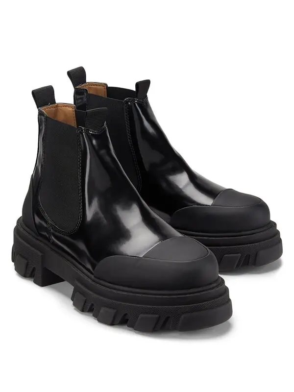 GANNI Cleated Cap-toe Ankle Boots