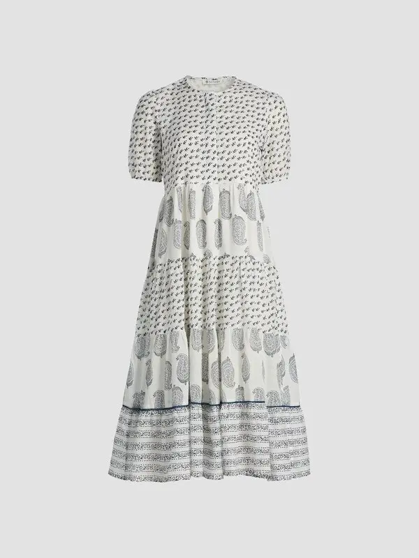 RO'S GARDEN Daphne Printed Cotton Midi-dress