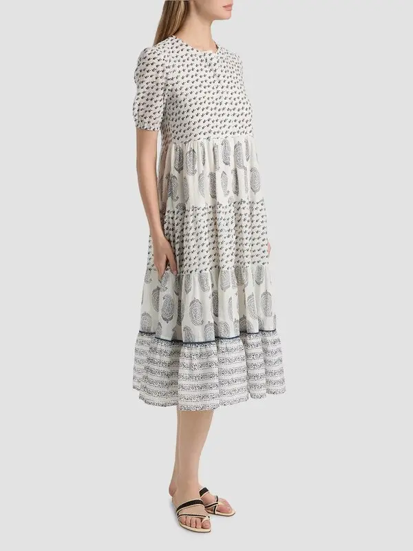 RO'S GARDEN Daphne Printed Cotton Midi-dress