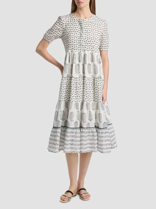 RO'S GARDEN Daphne Printed Cotton Midi-dress