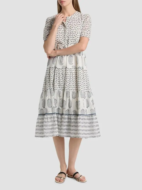 RO'S GARDEN Daphne Printed Cotton Midi-dress