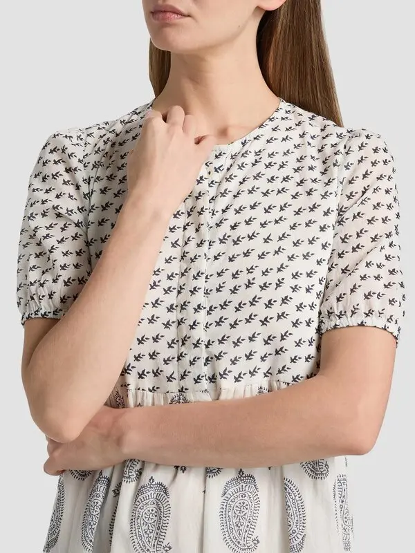 RO'S GARDEN Daphne Printed Cotton Midi-dress