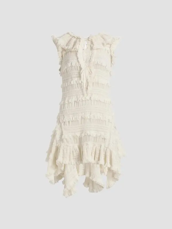 AKNVAS Nora Ruffled Shift Minidress - Cream