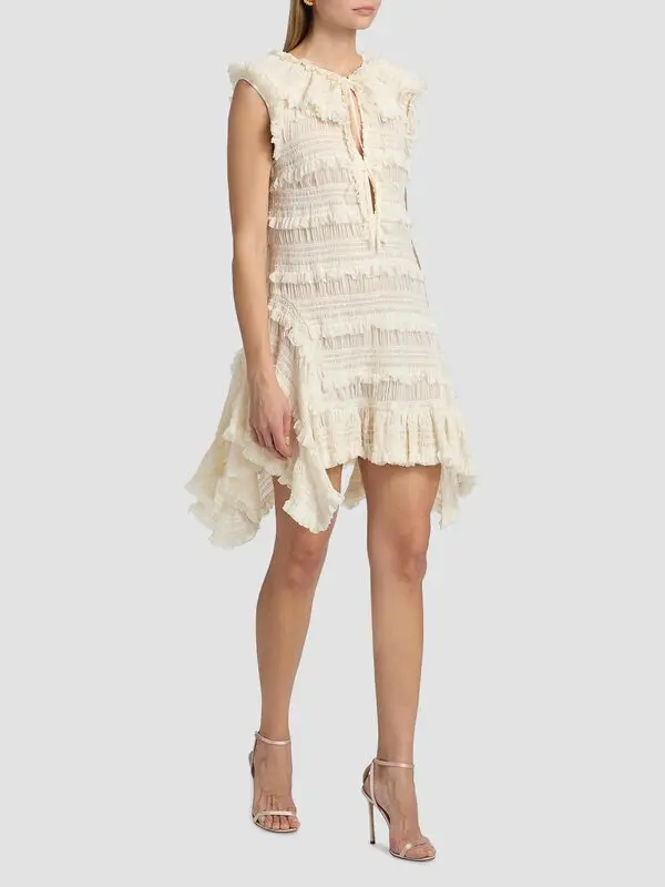 AKNVAS Nora Ruffled Shift Minidress - Cream