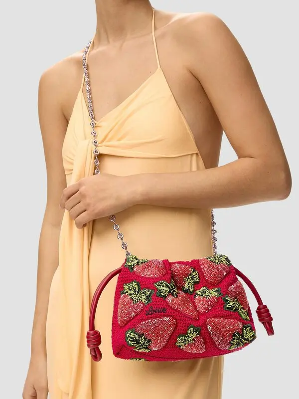 Loewe X Paula's Ibiza Flaco Mini Strawberry-beaded Purse