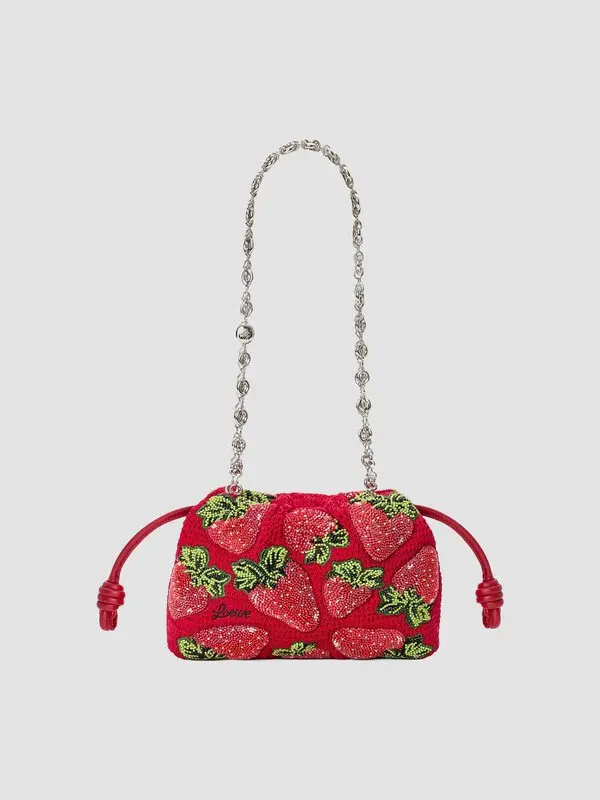 Loewe X Paula's Ibiza Flaco Mini Strawberry-beaded Purse