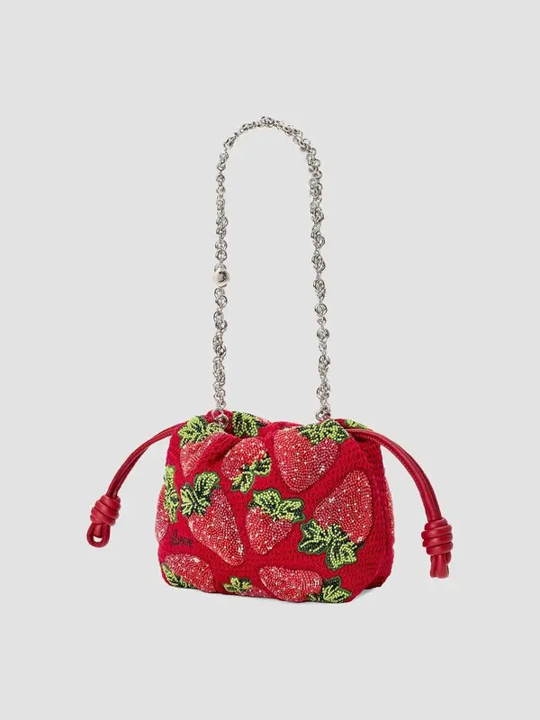 Loewe X Paula's Ibiza Flaco Mini Strawberry-beaded Purse