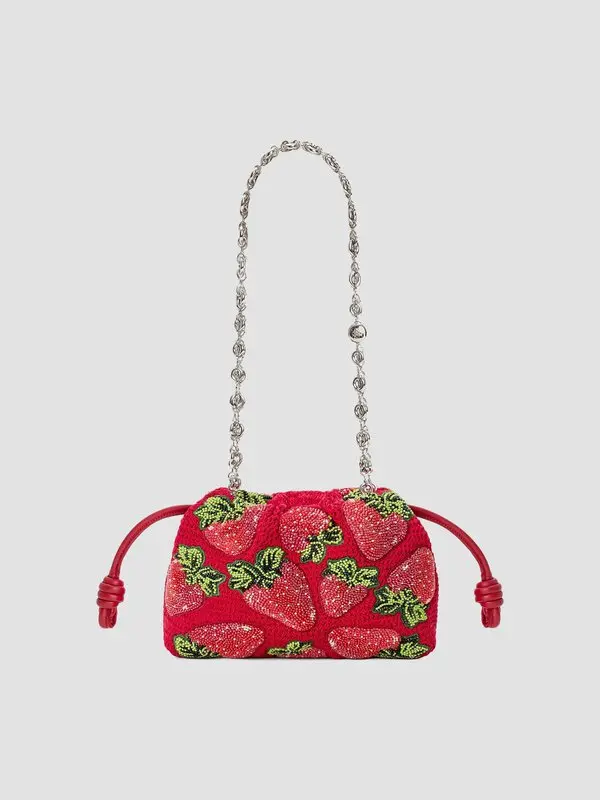 Loewe X Paula's Ibiza Flaco Mini Strawberry-beaded Purse