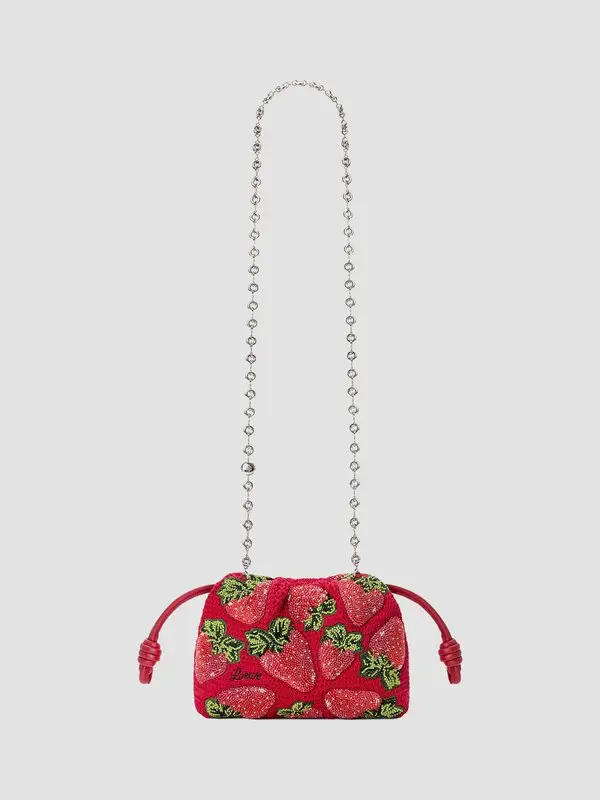 Loewe X Paula's Ibiza Flaco Mini Strawberry-beaded Purse