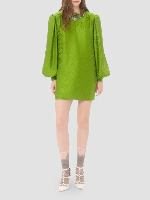 Valentino Garavani Embroidered Silk-linen Plus De Pois Jacquard Top