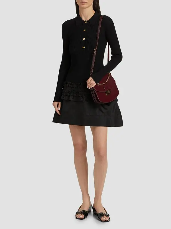 GANNI Mélange Rib-knit A-line Minidress