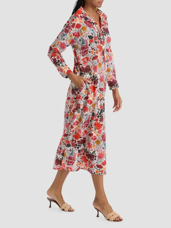 RO'S GARDEN Brussels Floral Cotton Midi-dress