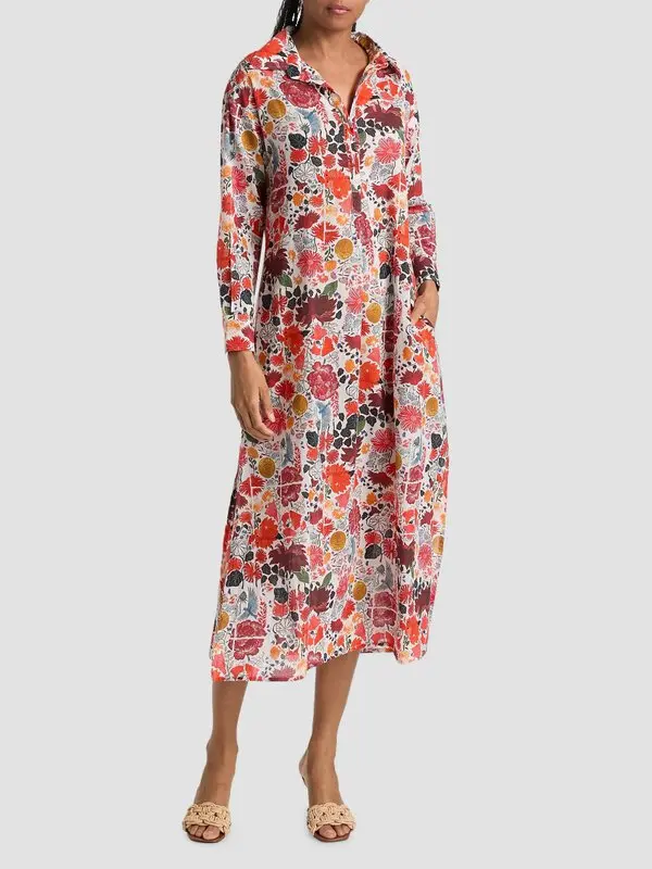 RO'S GARDEN Brussels Floral Cotton Midi-dress