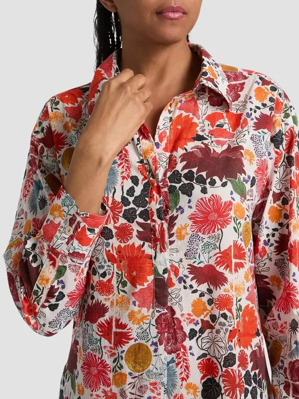 RO'S GARDEN Brussels Floral Cotton Midi-dress