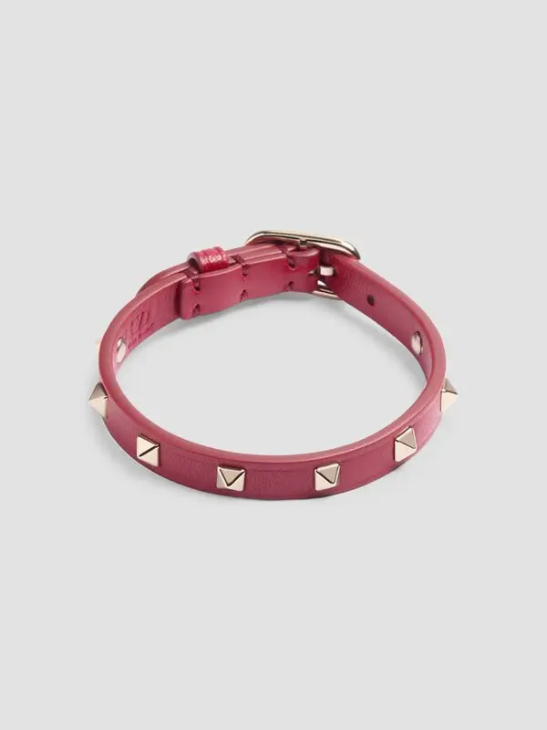 Valentino Garavani Rockstud Leather Bracelet - Red