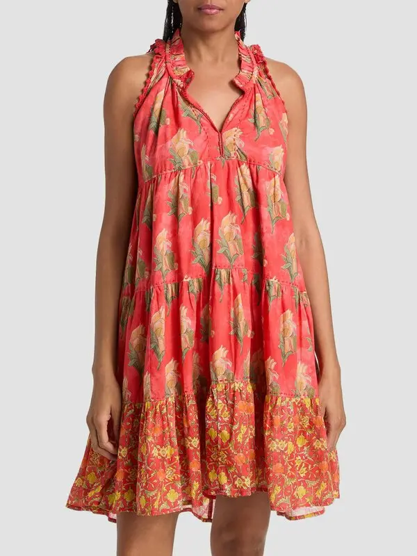 RO'S GARDEN Sofie Tiered Floral Cotton Minidress