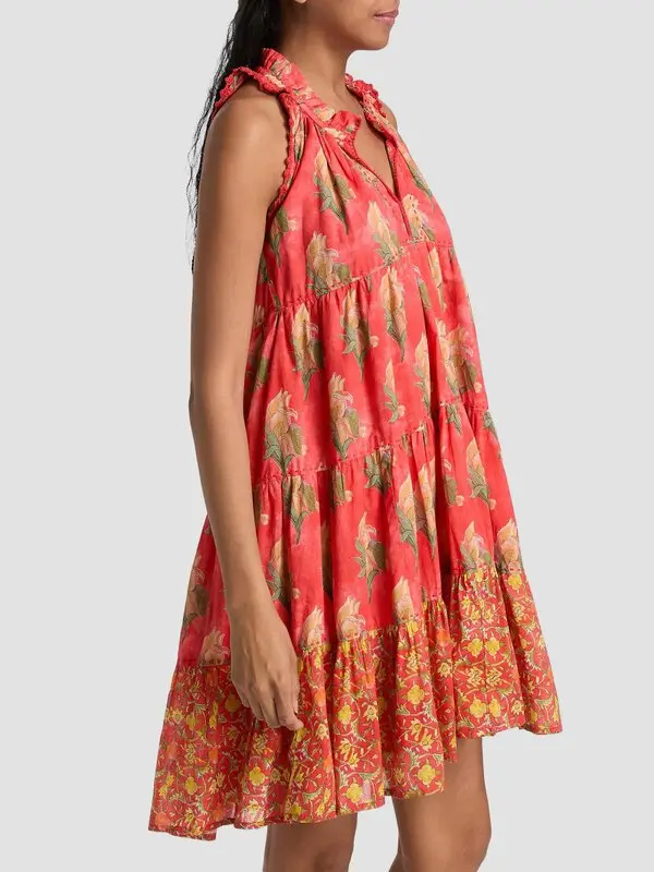 RO'S GARDEN Sofie Tiered Floral Cotton Minidress