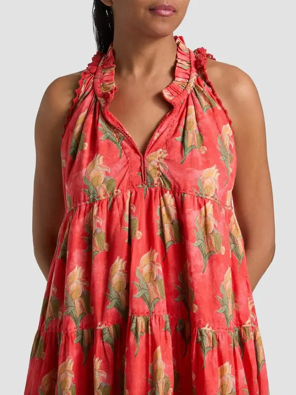 RO'S GARDEN Sofie Tiered Floral Cotton Minidress