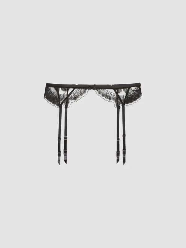 FLEUR DU MAL Mila Embroidered Silk-blend Garter Belt