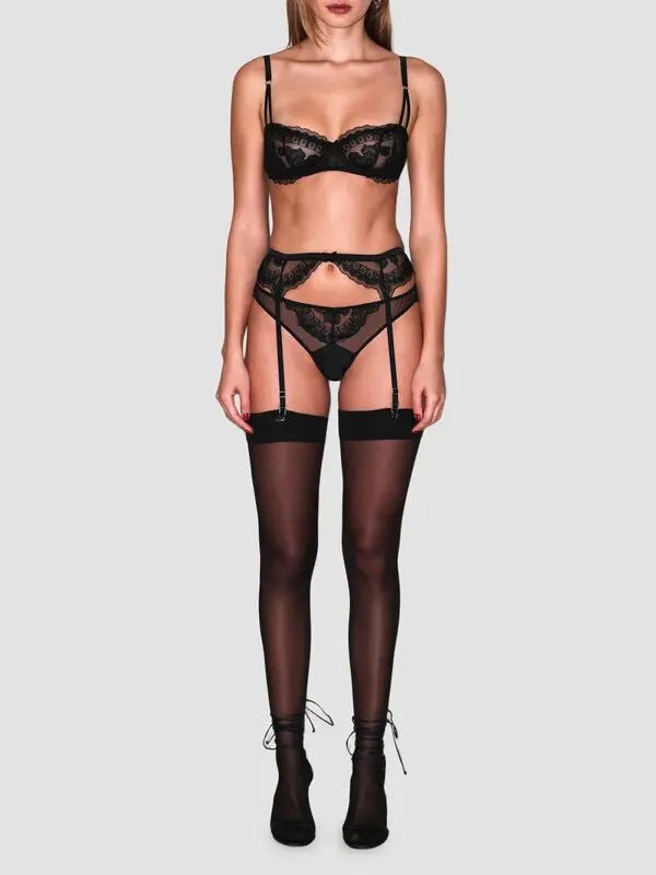 FLEUR DU MAL Mila Embroidered Silk-blend Garter Belt