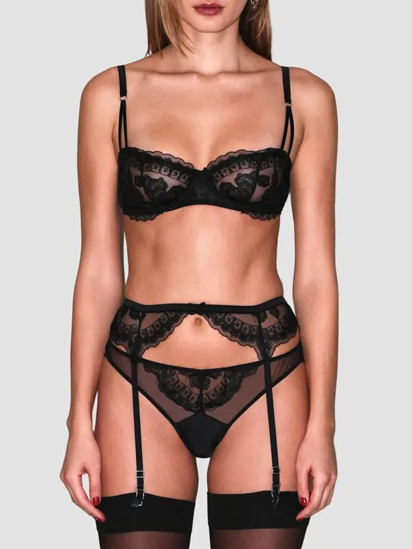 FLEUR DU MAL Mila Embroidered Silk-blend Garter Belt