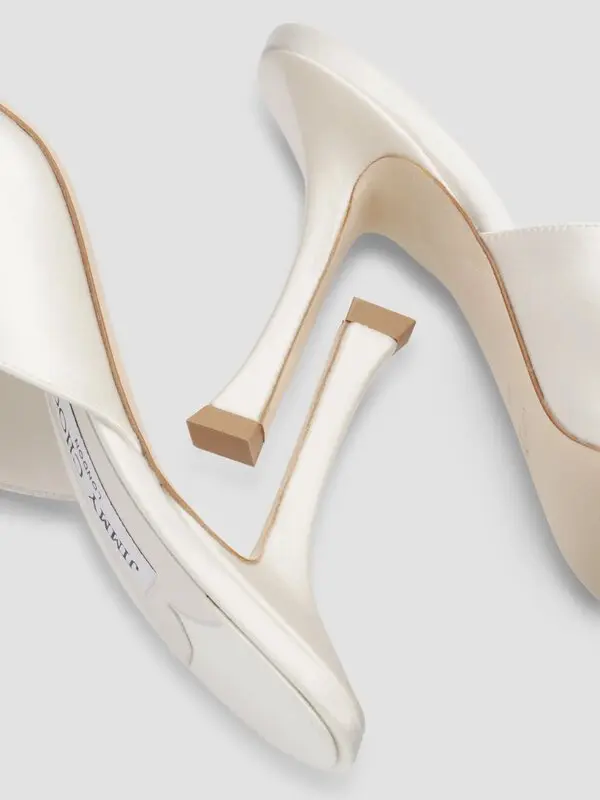 JIMMY CHOO Ziri 90mm Imitation-pearl Satin Mules - Ivory