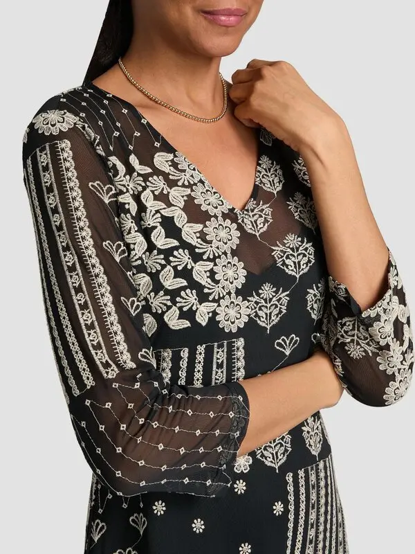 Johnny Was Wynona Golden Blossom Midi-dress