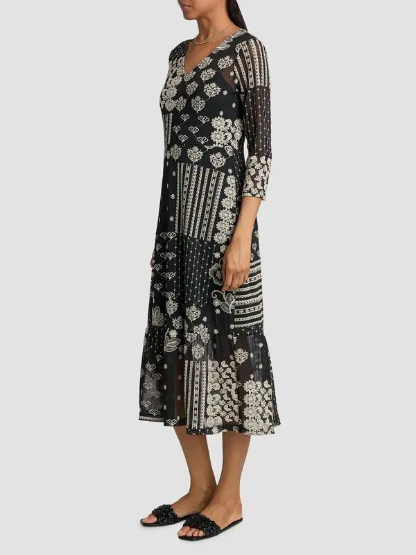 Johnny Was Wynona Golden Blossom Midi-dress